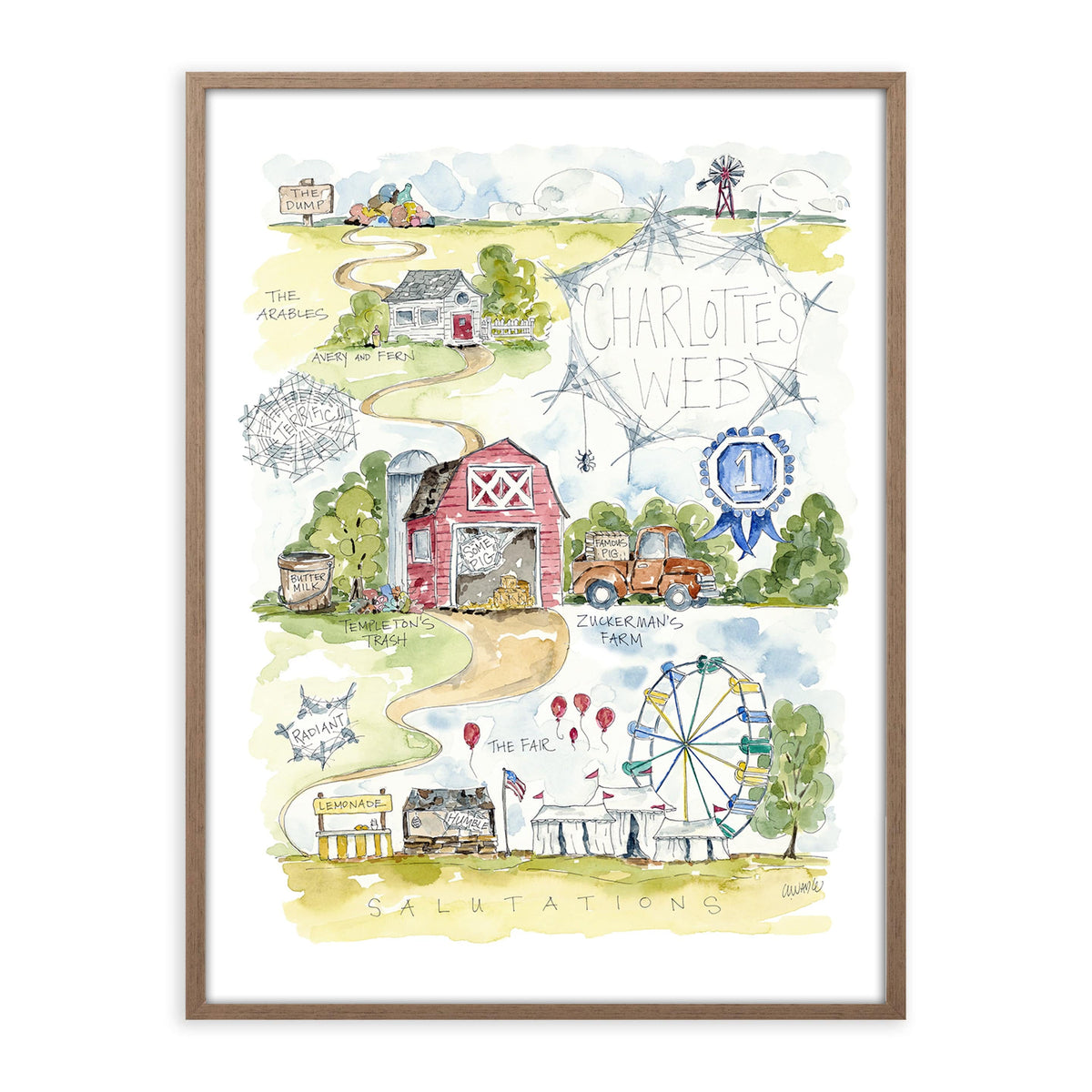 "Charlotte’s Web Story Map" Print – Elizabeth Wade Studio