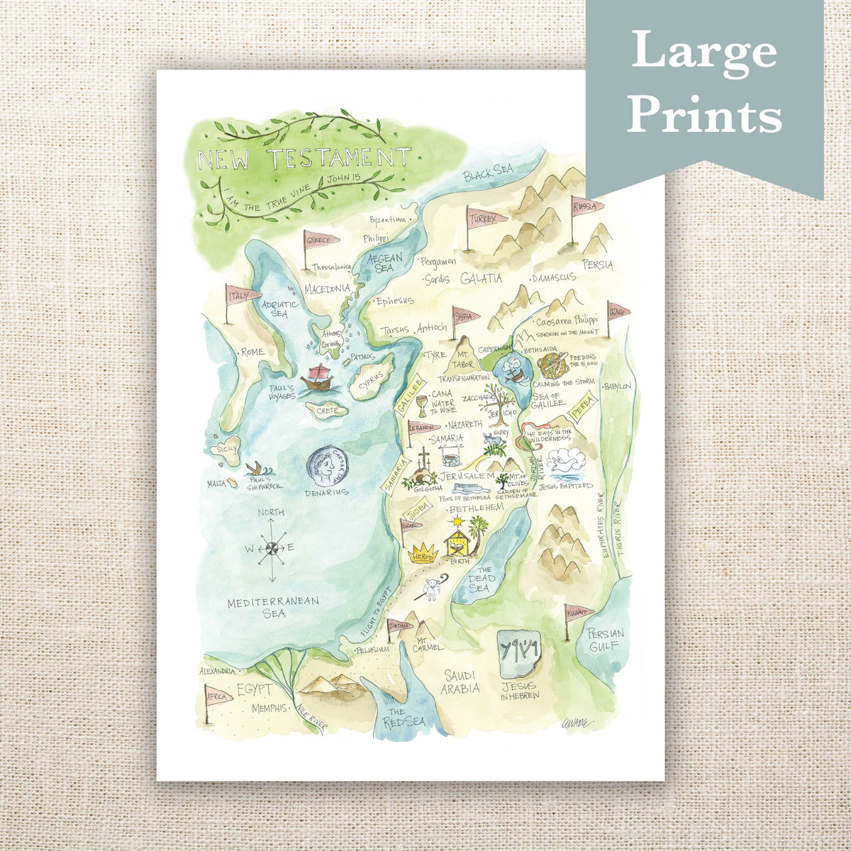 Bible Story Map - New Testament Large Sizes