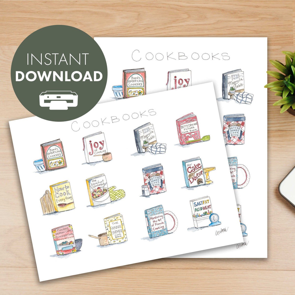 Cookbooks: A Watercolor Story Instant Download