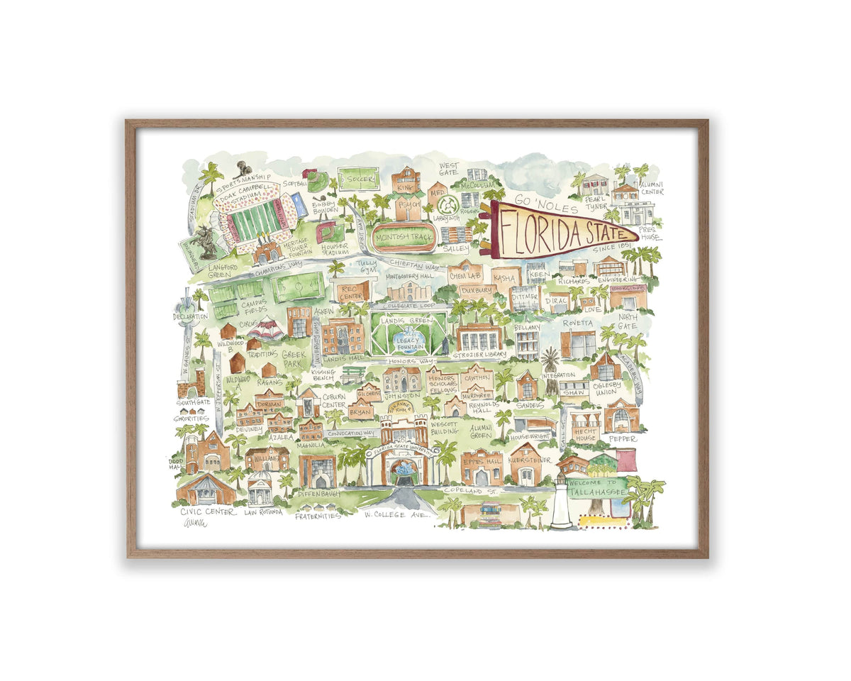 "Florida State University Football College Map Print" – Elizabeth Wade ...