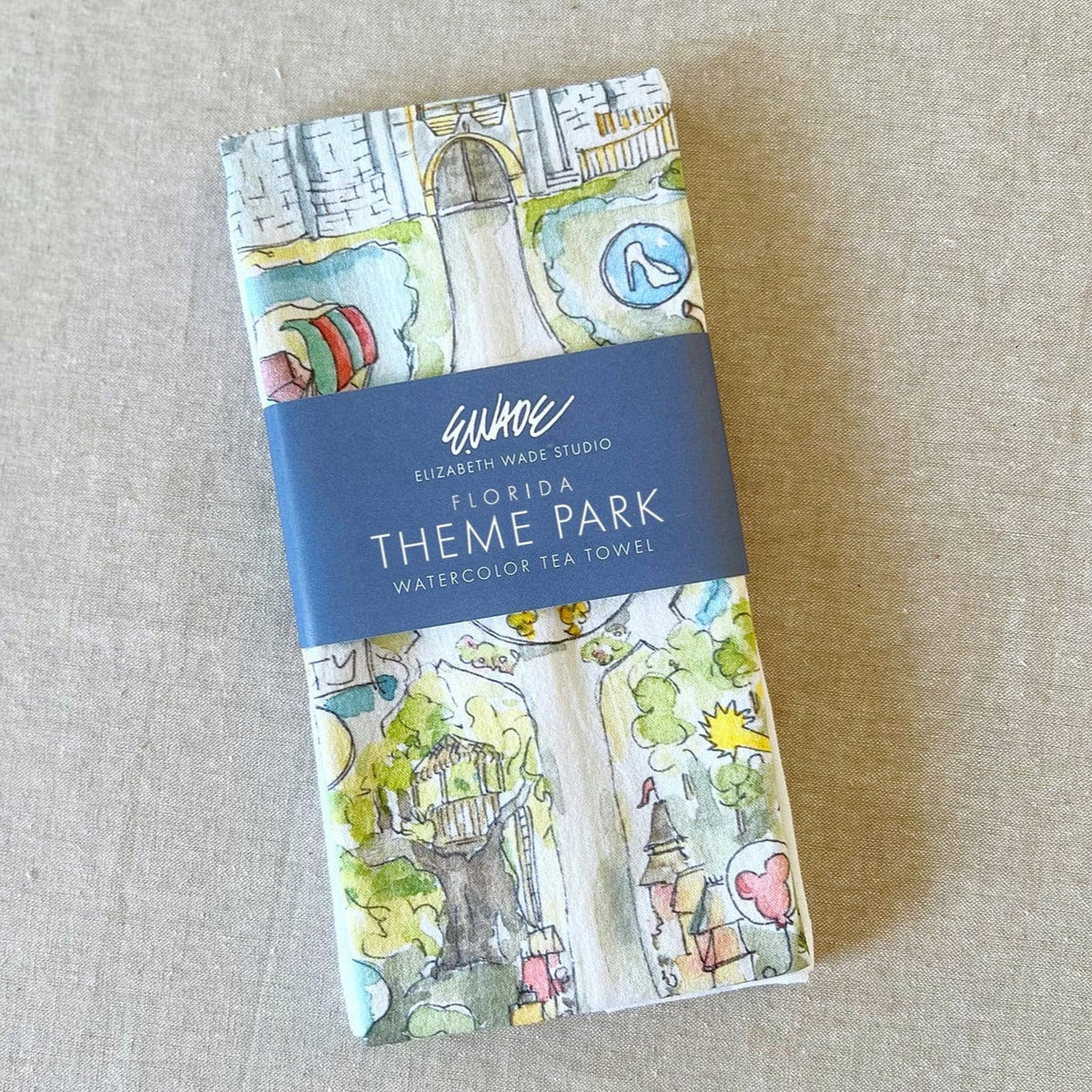 "Florida Magical Theme Park Story Map" Tea Towel – Elizabeth Wade Studio