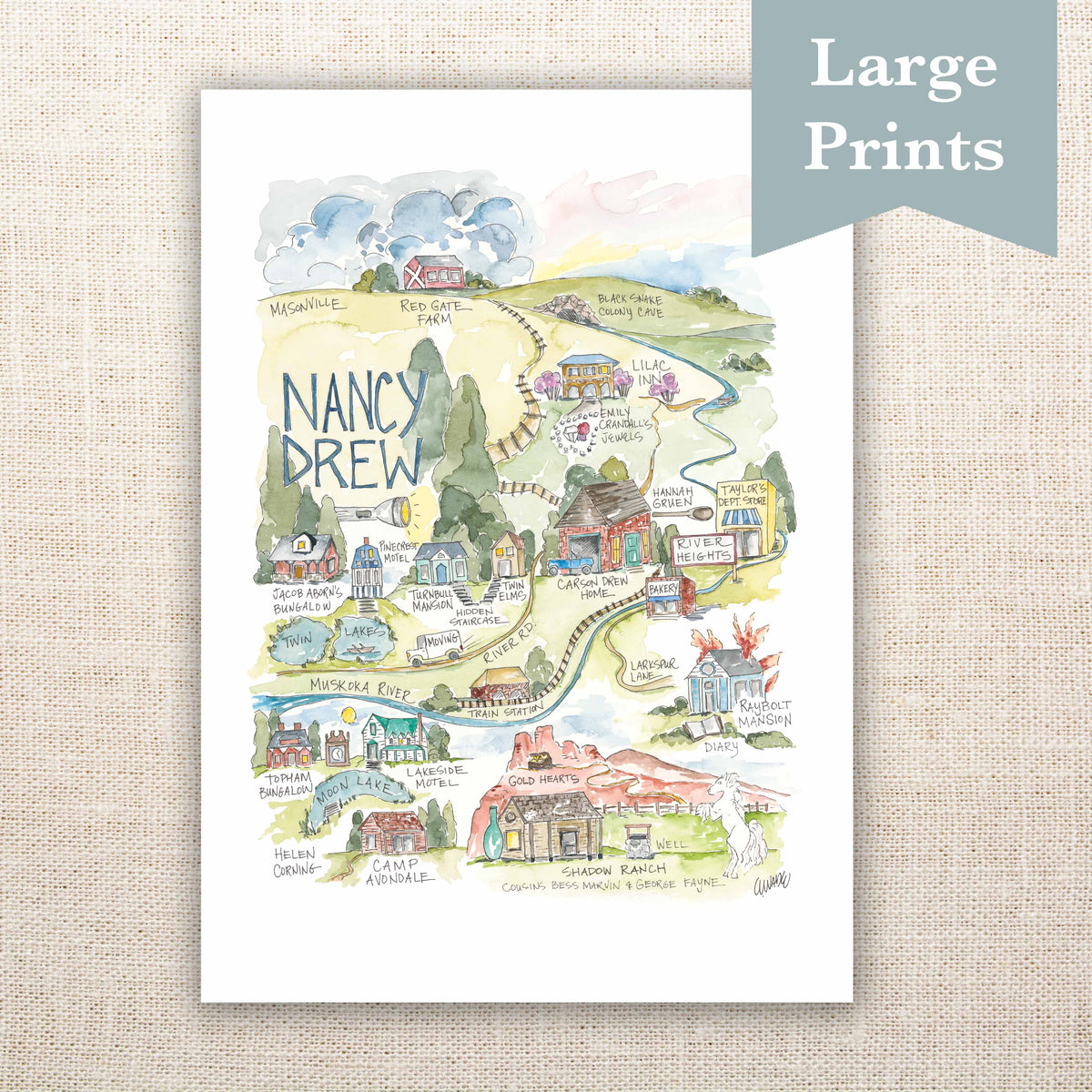 Nancy Drew Story Map Print Large Sizes