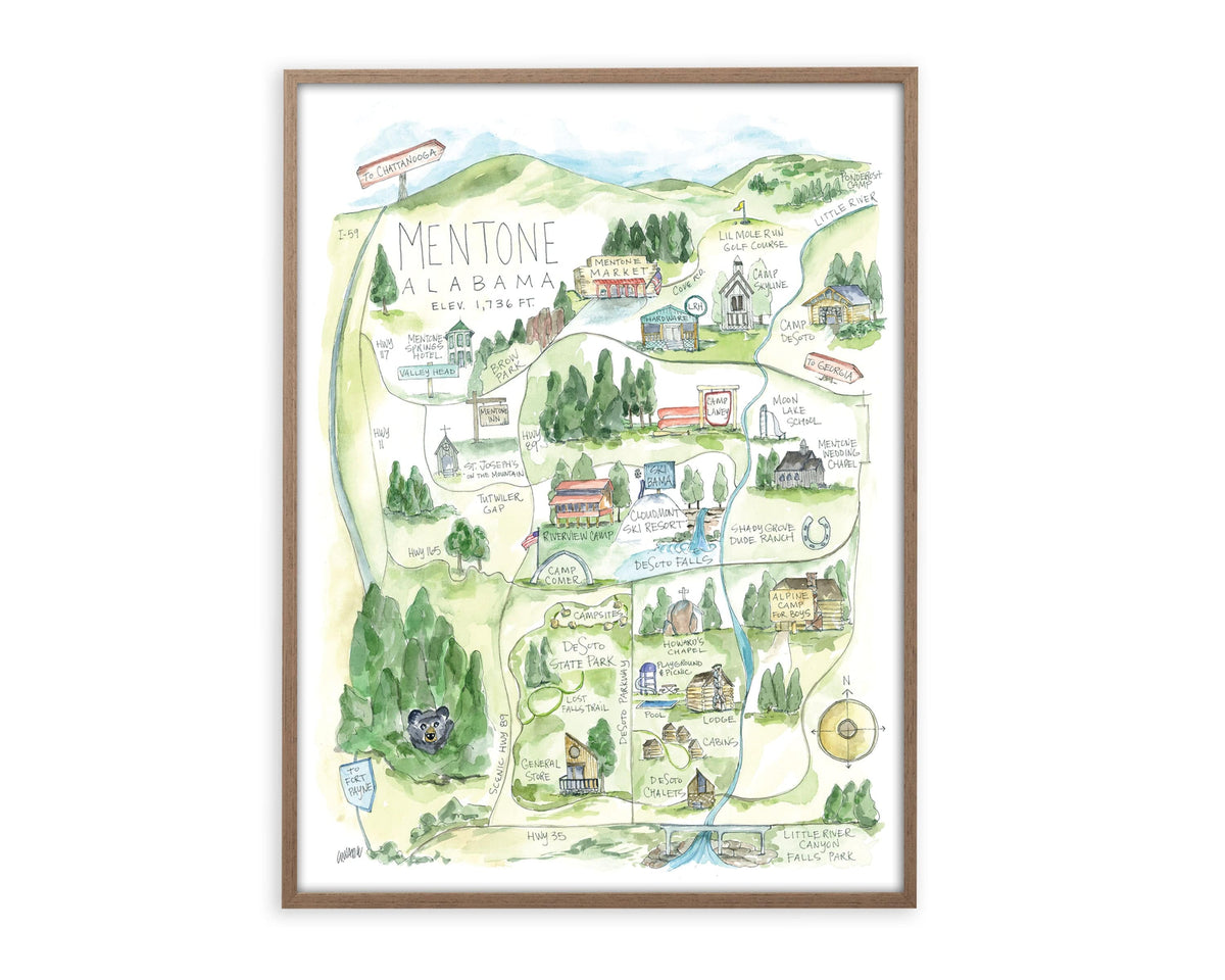 “Mentone, Alabama Map" Print – Elizabeth Wade Studio